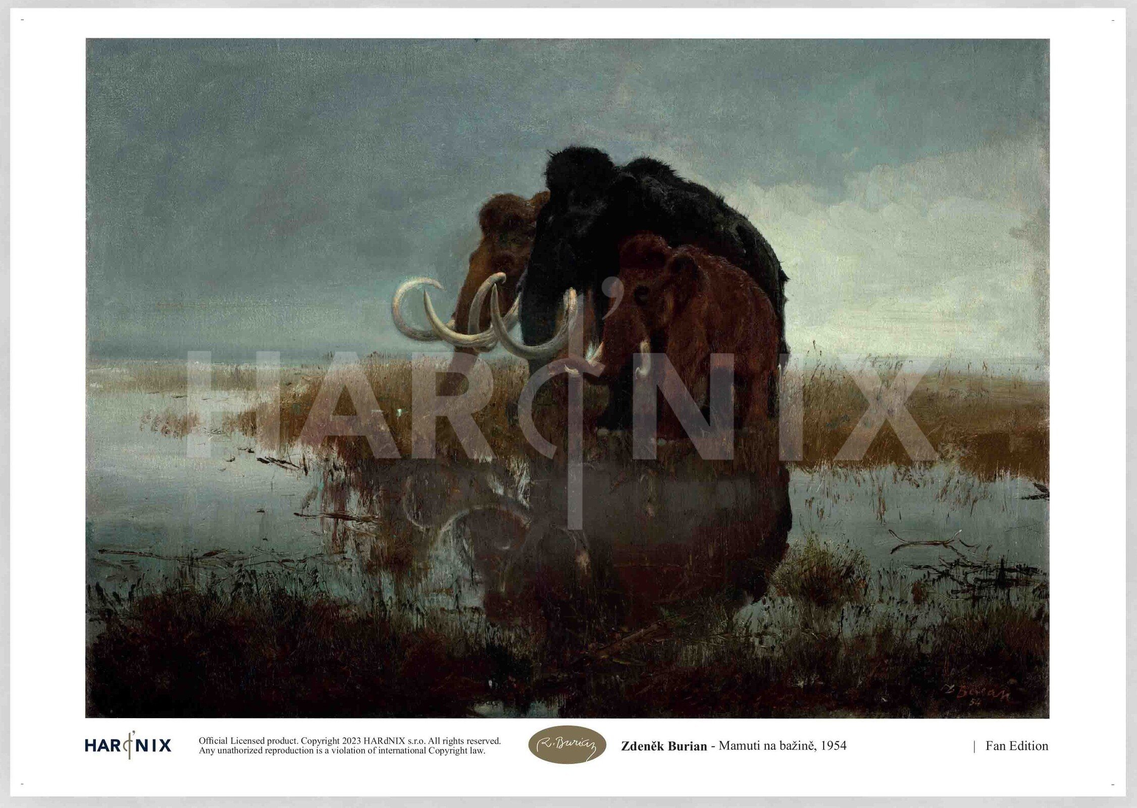 Zdeněk BURIAN - Mamuti na bažině (1954) - A4 (Zdeněk Burian ...